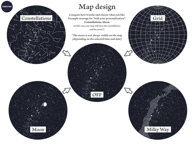 Custom Star Map, Constellation Print, Starry Night Double - Bedroom ...