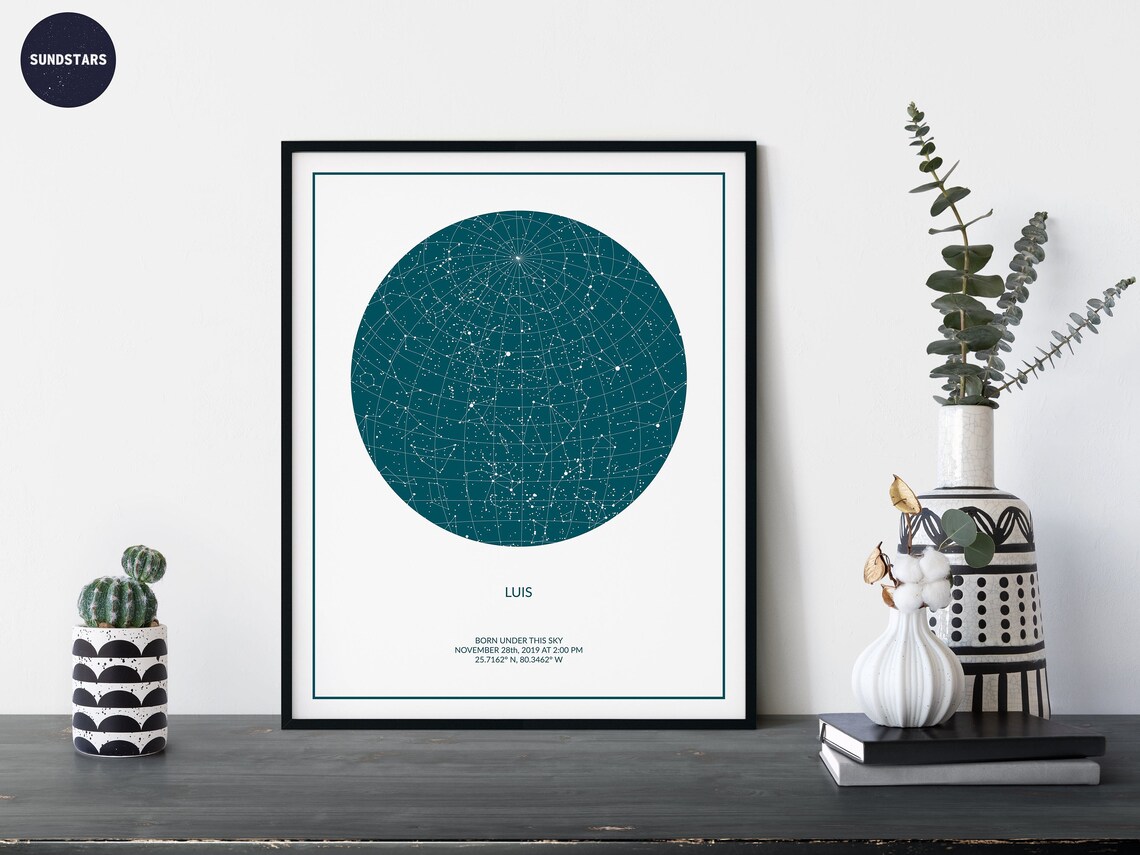 Star Map Print Custom by Date PRINTABLE Star Chart Astronomy | Etsy