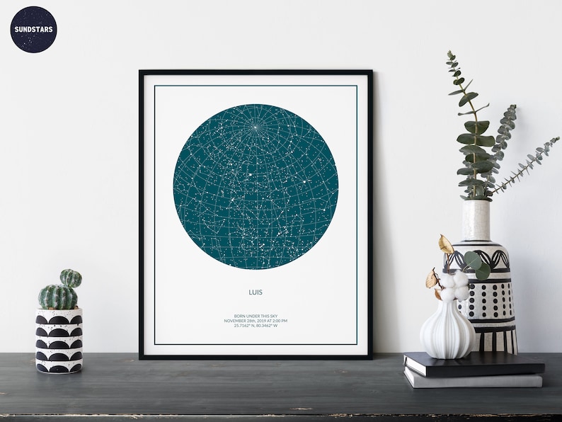 Star Map Print Custom by Date PRINTABLE Star Chart Astronomy | Etsy