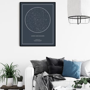 Custom Star Map Print by Date, PRINTABLE Star Chart Poster ...