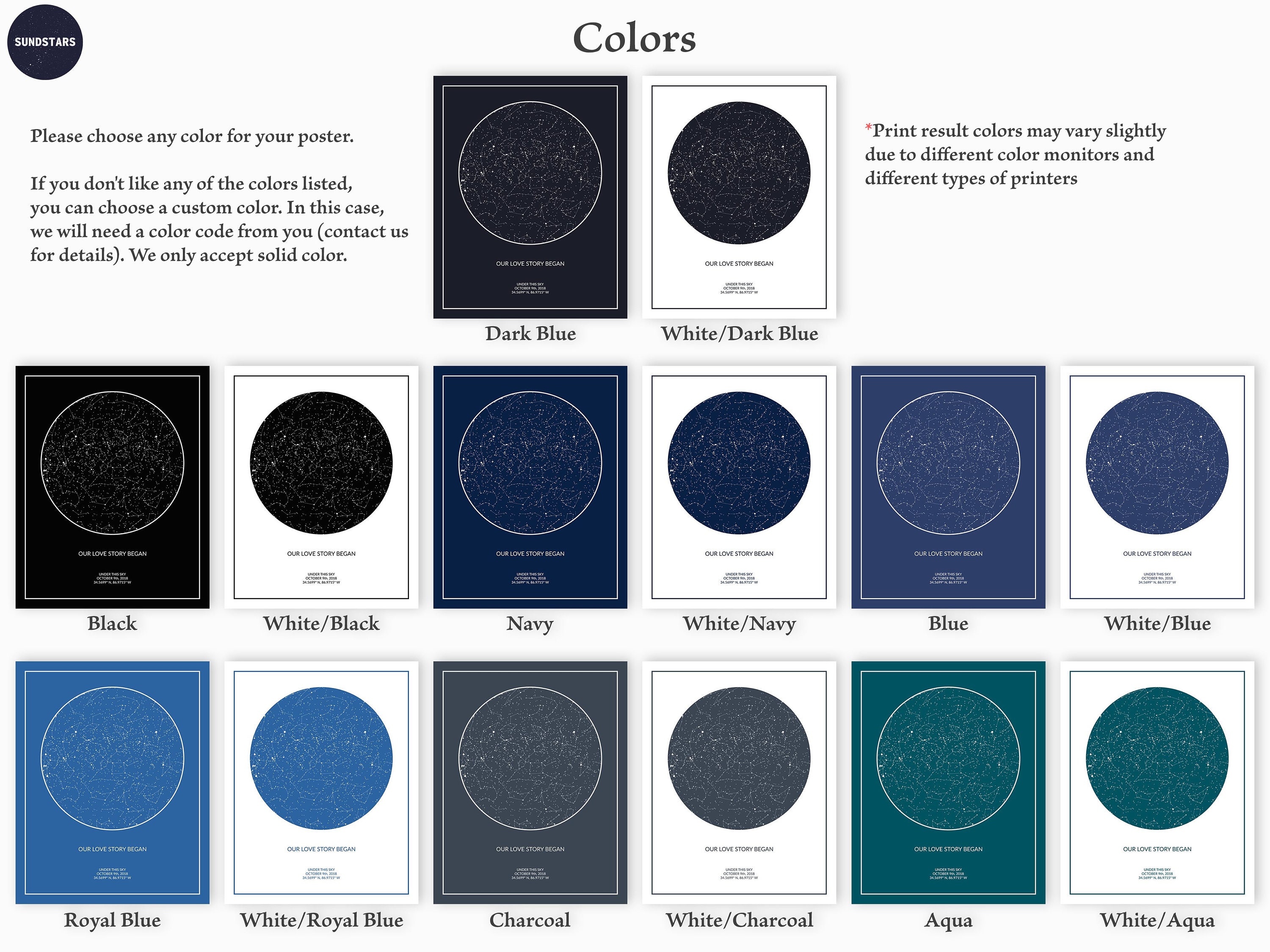 Custom Star Map Print by Date PRINTABLE Star Chart Poster | Etsy