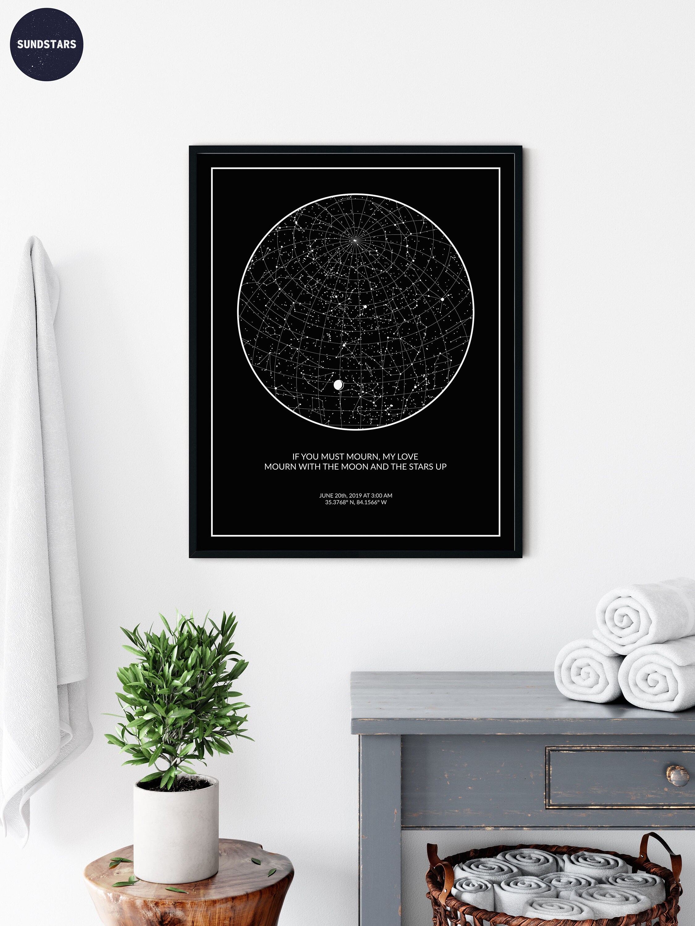 Star Map Print Custom by Date PRINTABLE Star Chart Astronomy | Etsy