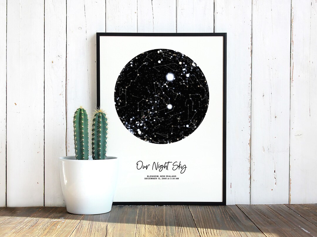 Custom Star Chart - Handmade Astronomy Map of the Night Sky, Unique ...