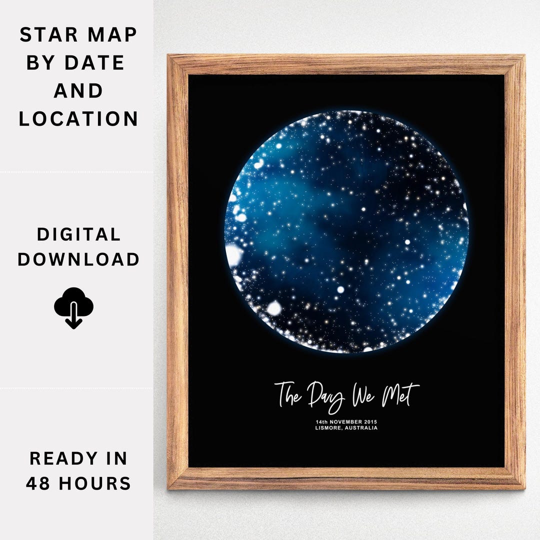 Customizable Night Sky Chart | Digital Star Map by Date & Place | Ready ...