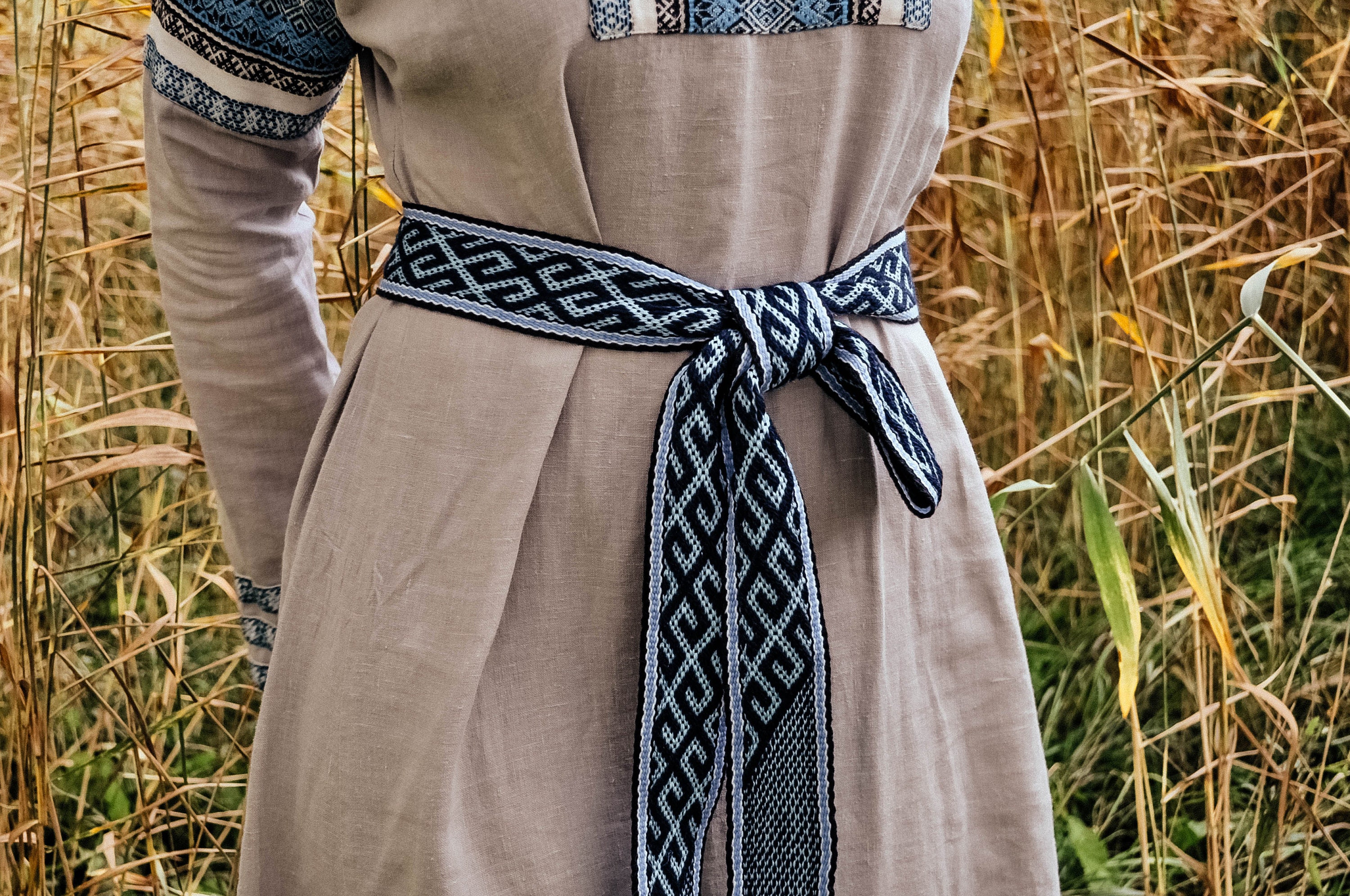 Blue Knitted Sash Ethnic Sash Medieval Sash Slavic Belt | Etsy