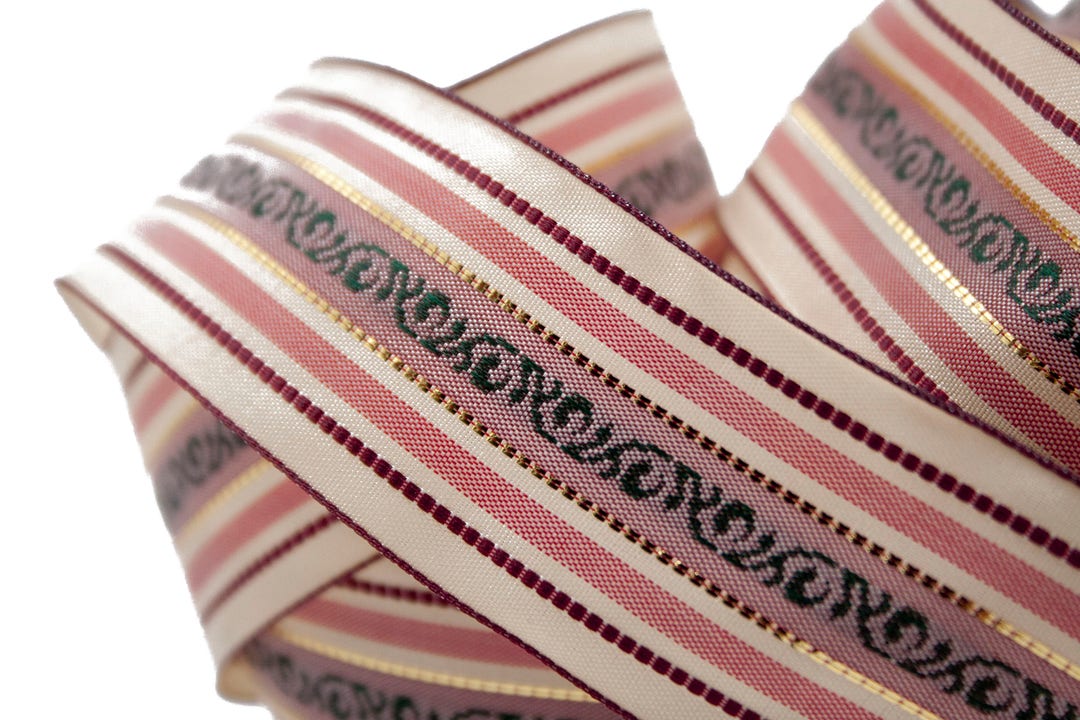 Stephanoise Ribbon Beige, Gold, Burgundy and Green, 3.7 Cm X 100 Cm ...
