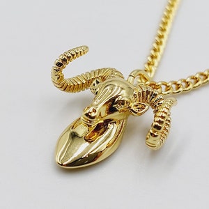 Baphomet Pendant (18K Gold Plated Pendant & Chain) Horned Baphomet ...