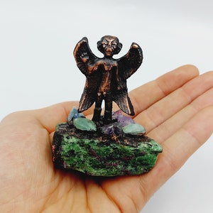 Pazuzu Altar Statue With Apatite, Fluorite, Amethyst & Ruby Crystal ...