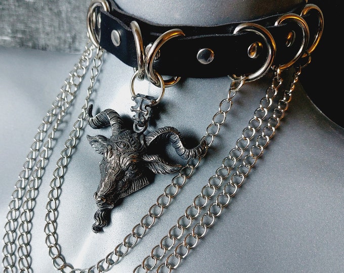 Baphomet Chain Choker - Occult Left Hand Path Seal of Baphomet Satanic ...