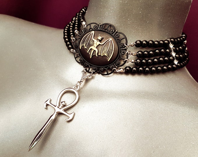 Victorian Vampire Ankh Bat Choker Occult Gothic Choker - Etsy