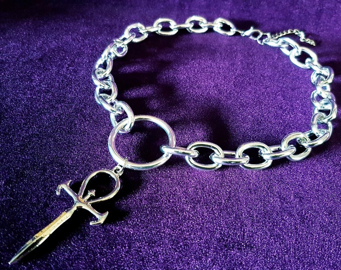 Vampire Ankh Chain Choker - Occult Goth Gothic Dracula Order Nosferatu ...