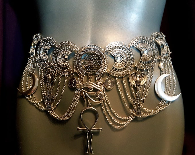 Egyptian Lemurian Ankh Hip Chain Belt - Egyptian Belt Occult Goth ...