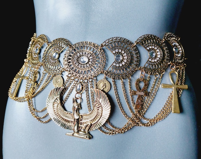 Egyptian Isis Priestess Hip Chain Belt - Occult Coin Ankh Elegant Coin ...