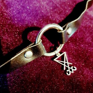Mini Sigil of Lucifer Leather Choker Pu Leather Gothic Occult ...