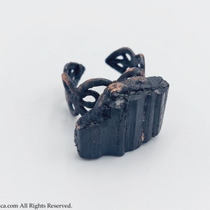Raw Black Tourmaline Ring (electroformed Copper) Electroforming Raw Amethyst Gemstone Witch Gift ...