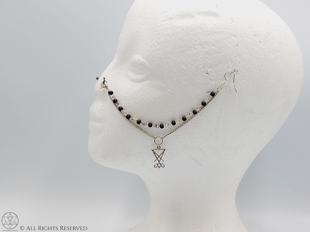 Sigil of Lucifer Double Nosechain - Goth Gothic Occult Nose Jewelery ...