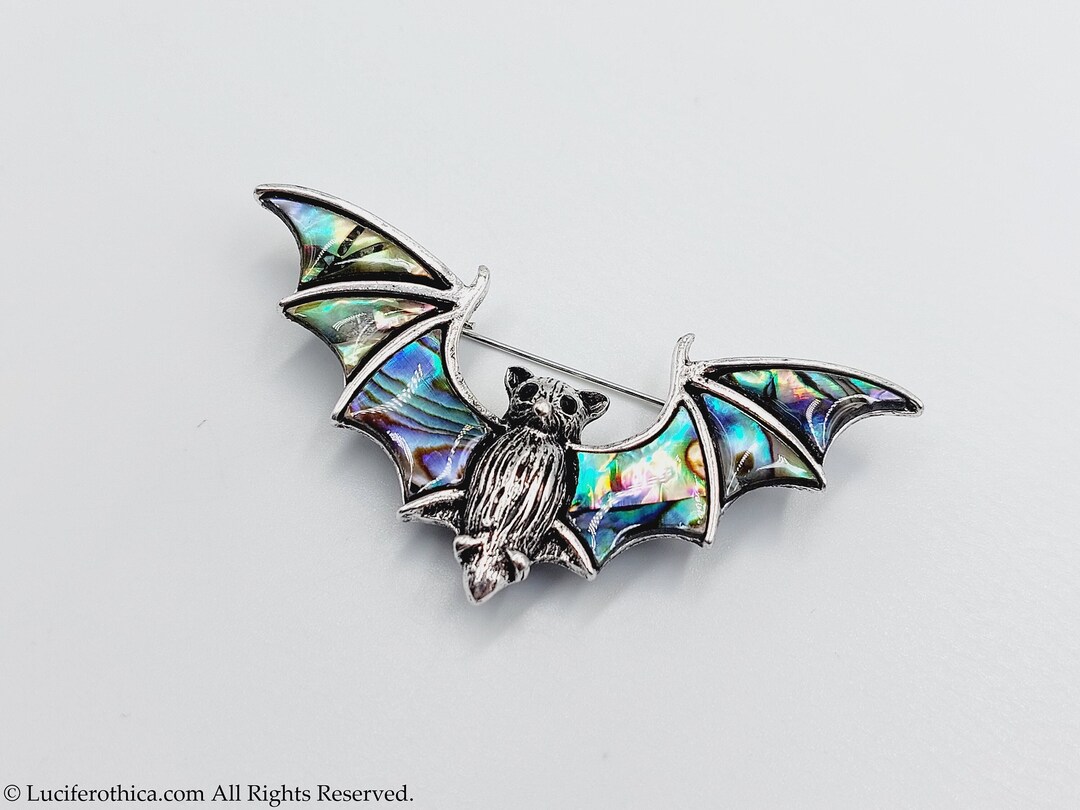 Gothic Bat Pin (abalone Shell) - Gothic Tradgoth Bat Deathrock Flying ...