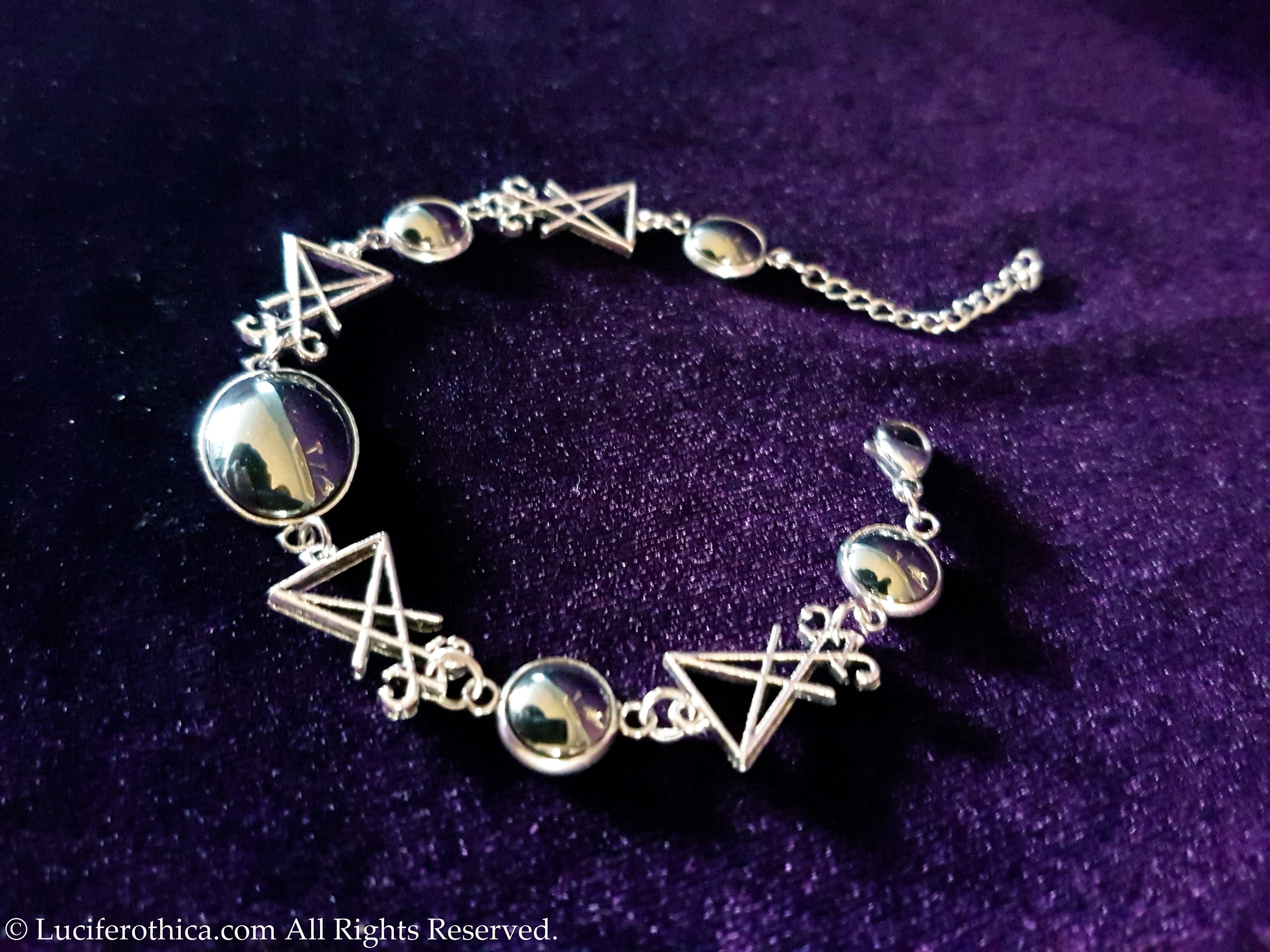 Classy Luciferian Sigil of Lucifer Hematite Bracelet