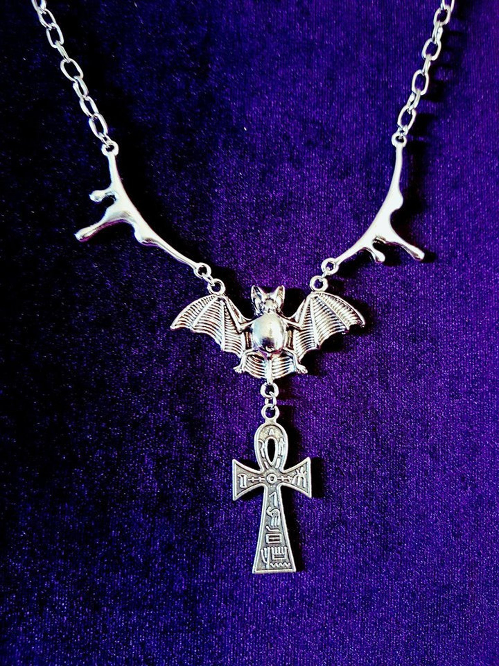 Vampire Bat Necklace Bloody Goth Gothic Ankh Egyptian Ankh | Etsy