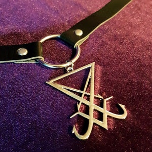 Sigil of Lucifer Ring Choker (new Design) - Occult Luciferian Sm Goth ...