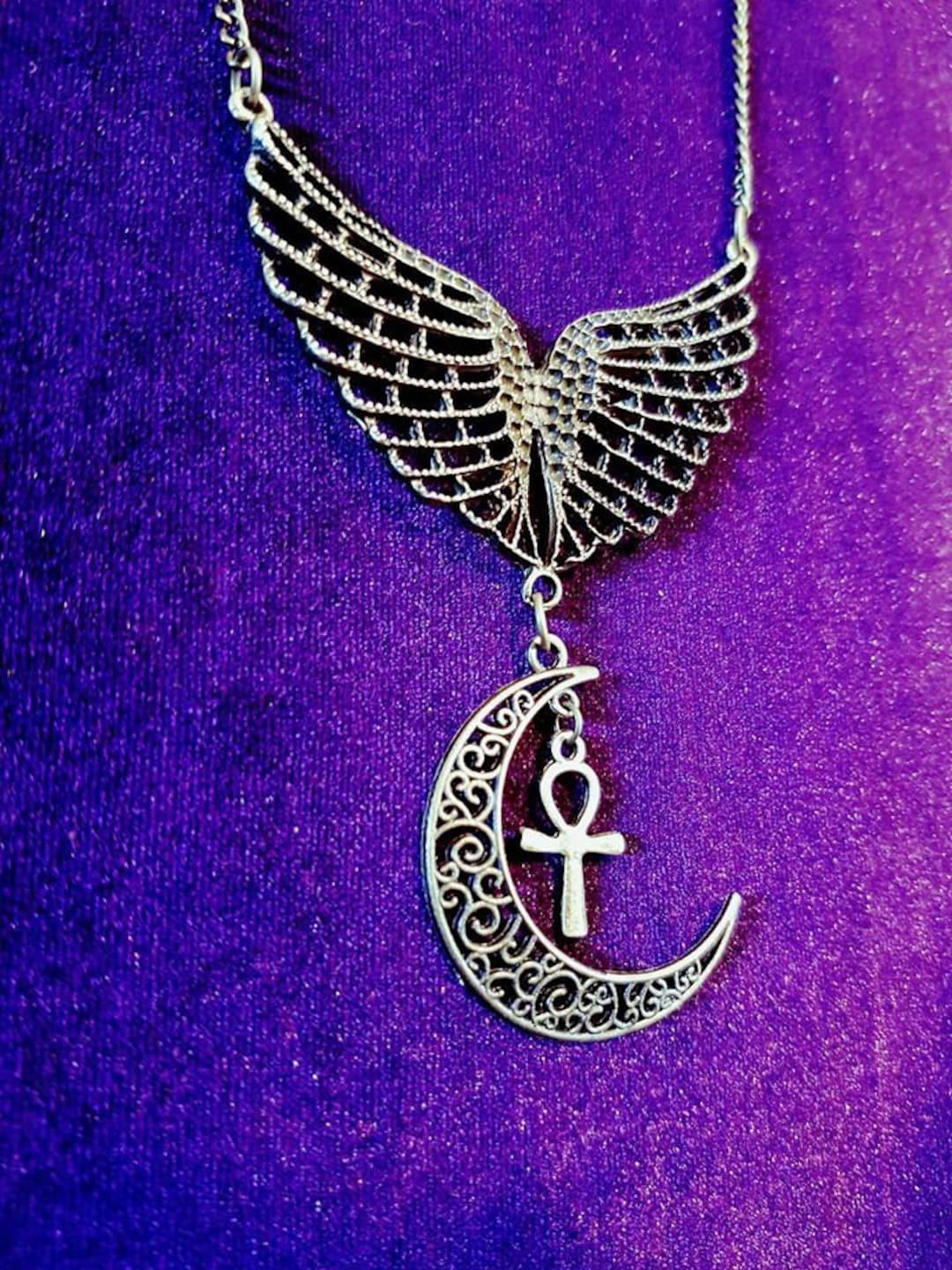 Eternal Life Ankh Necklace - Egyptian Gothic Ankh Vampire Wing Ankh ...
