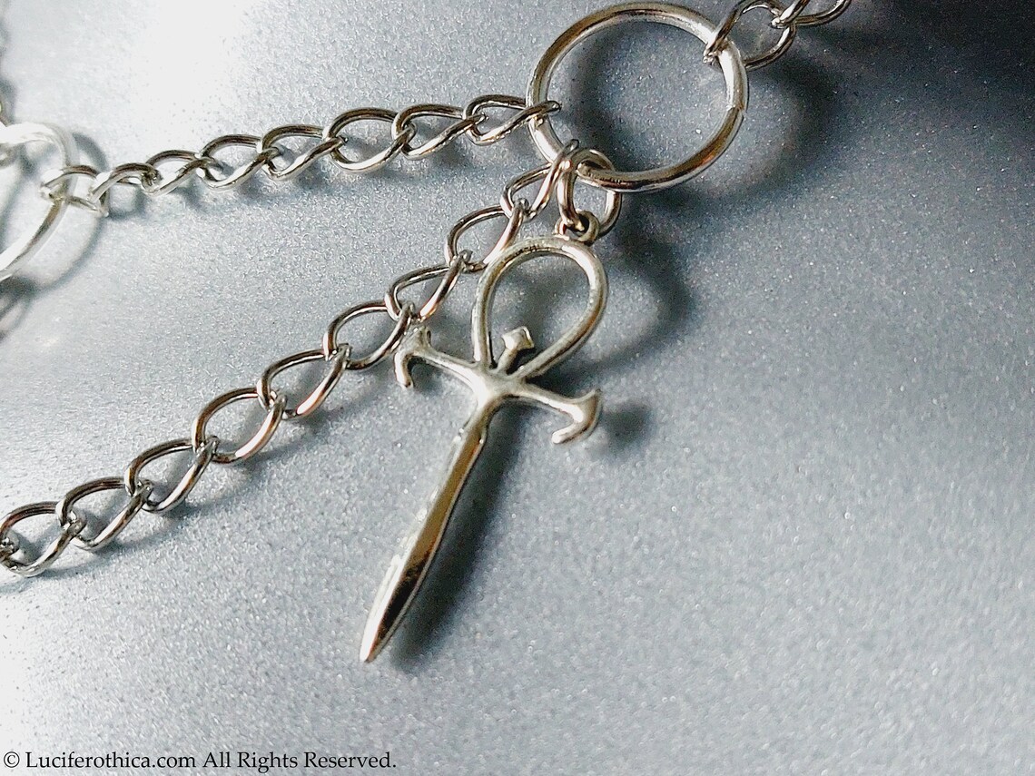 Triple Vampire Ankh Chain Choker Goth Gothic Vampiric Order - Etsy