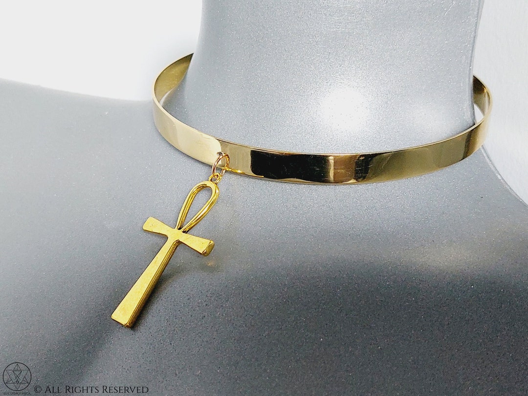 Ankh Choker - Egyptian Goth Gothic Vampire Ankh Metal Choker Collar ...