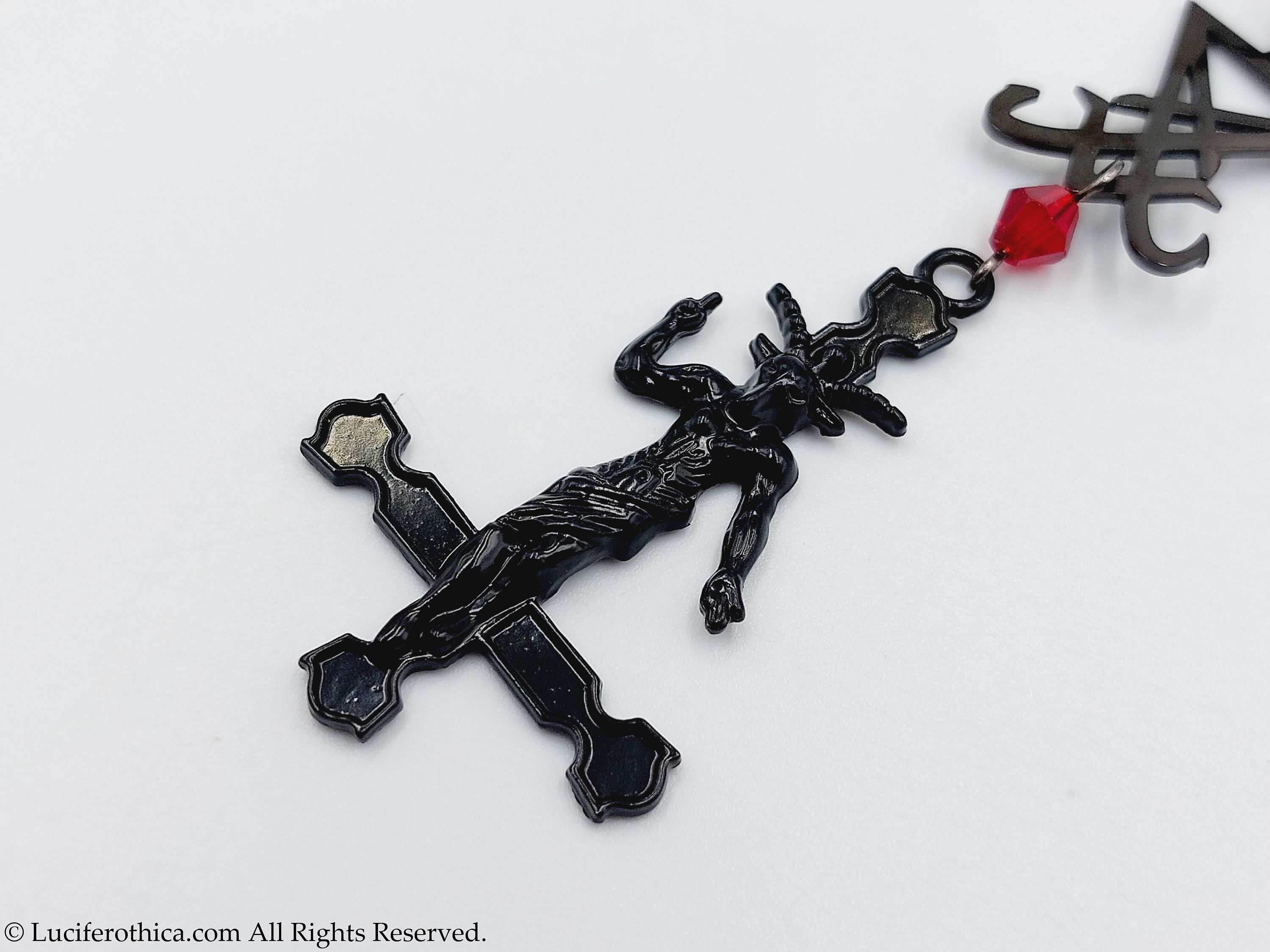 Luciferian Inverted Cross Baphomet Earrings