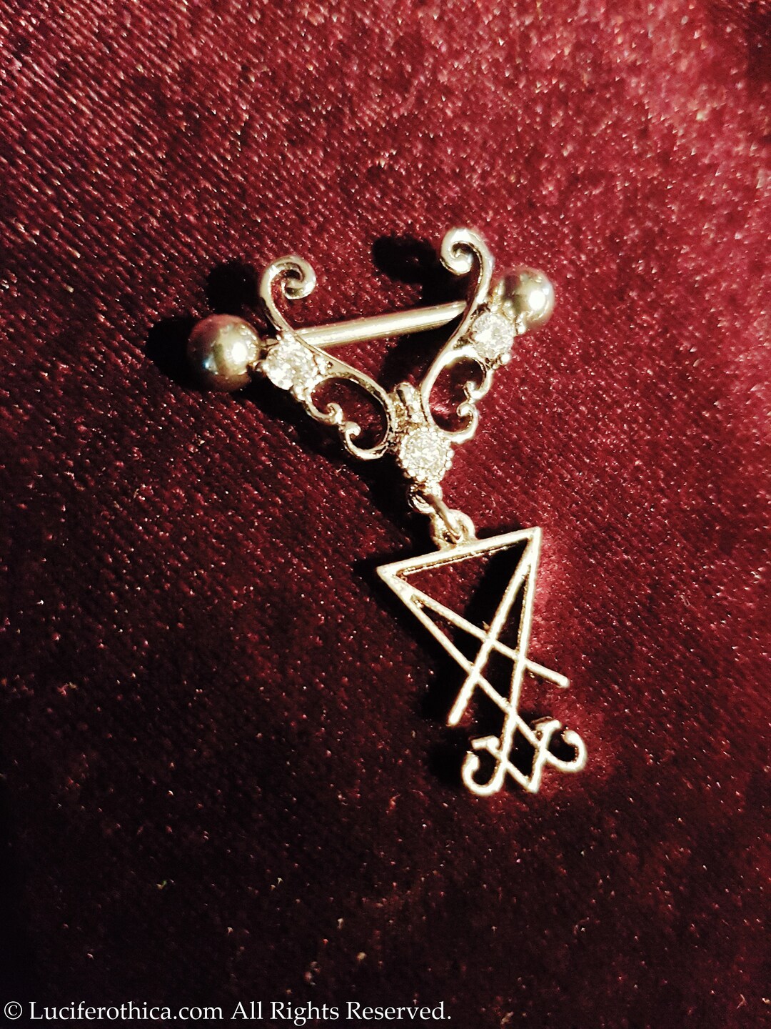 Elegant Sigil of Lucifer Nipple Piercing Jewel (2 Styles) - Gothic ...