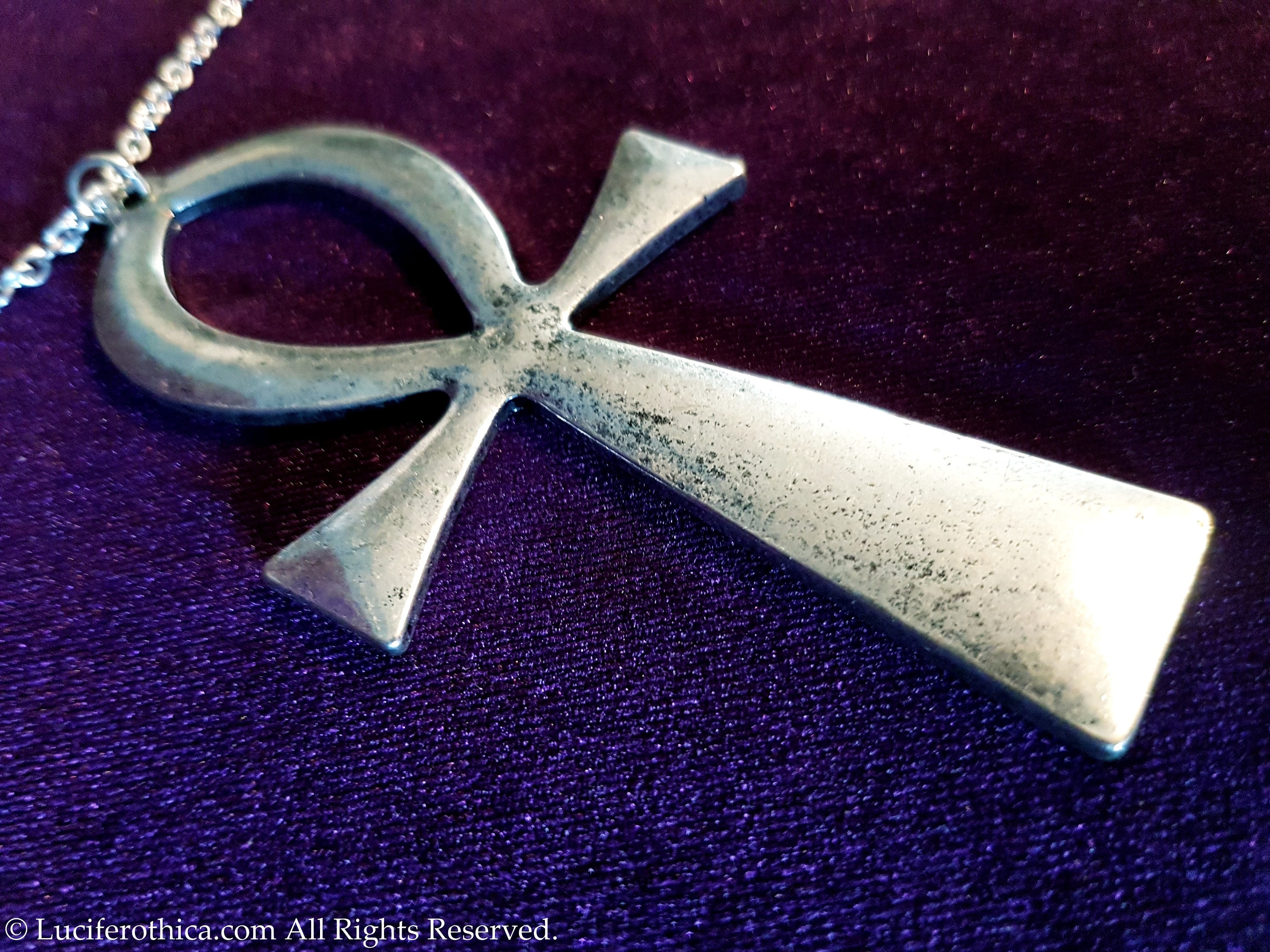 Big Antique Silver Colour Ankh Necklace
