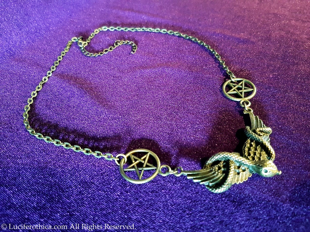 Serpent Inverted Pentagram Necklace Forbidden Fruit Serpent Snake ...