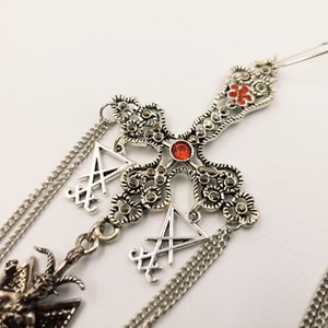 Luciferian Inverted Cross Baphomet Earrings - Sigil of Lucifer Occult ...