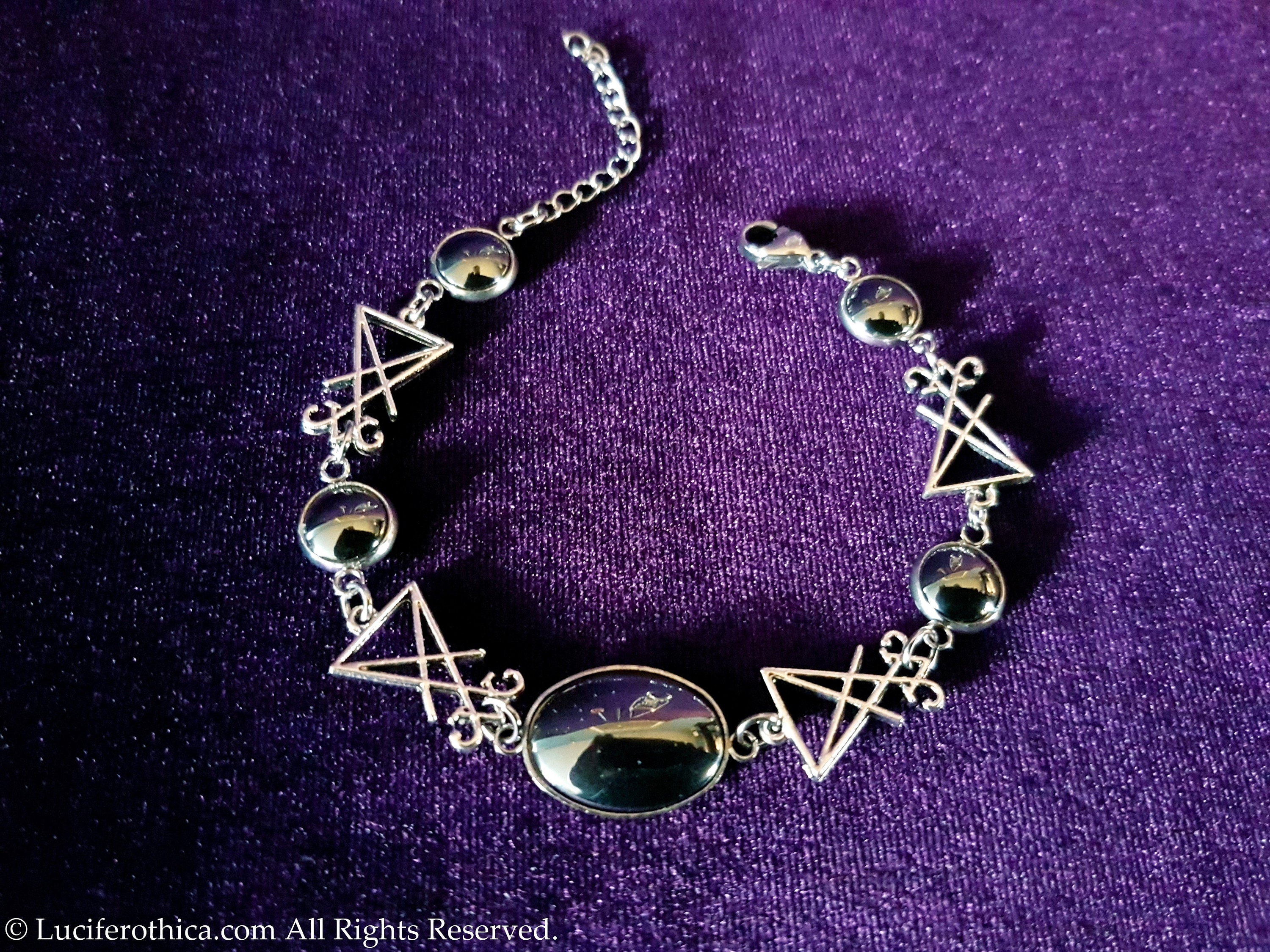 Classy Luciferian Sigil of Lucifer Hematite Bracelet