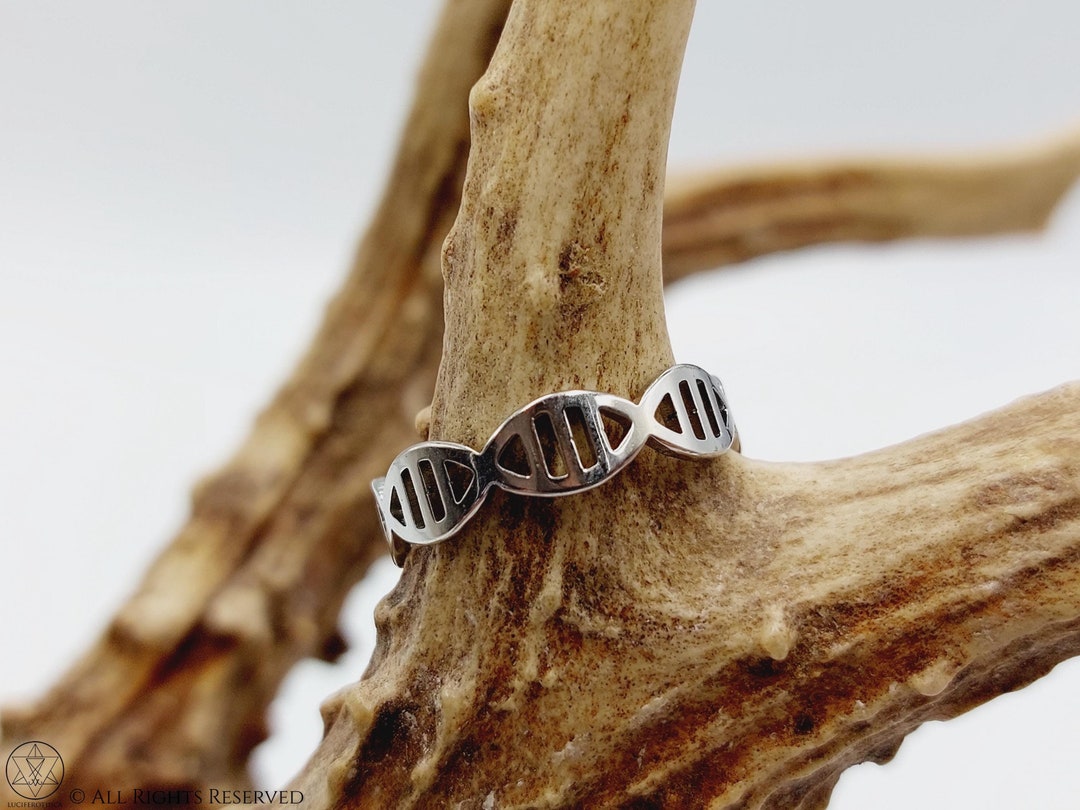 DNA Genetic Ring (stainless Steel) - Double Helix Dna Strand Scientific ...