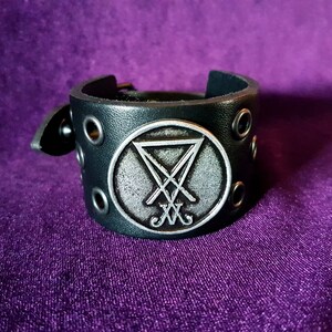 Leather Sigil of Lucifer Bracelet - Luciferian Occult Seal Jewellery - Etsy