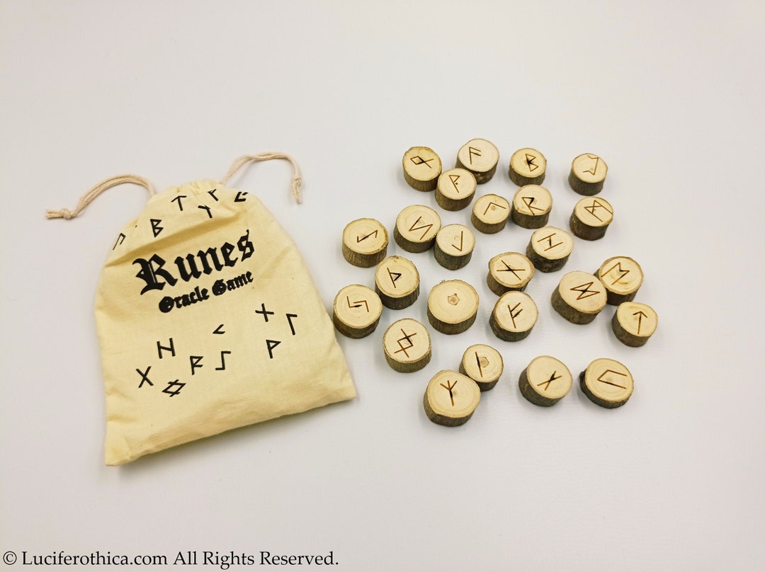 Wooden Runes Set Scandinavian Rune Set With Bag Elder Futhark Wood ...