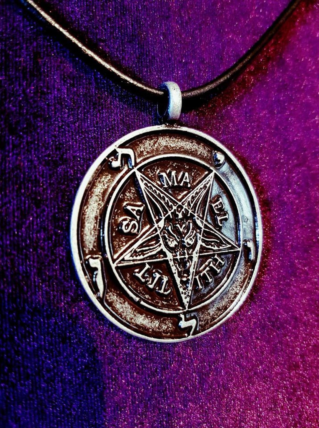 Samael Lilith Medallion Occult Sigil of Baphomet Leviathan Amulet Left ...