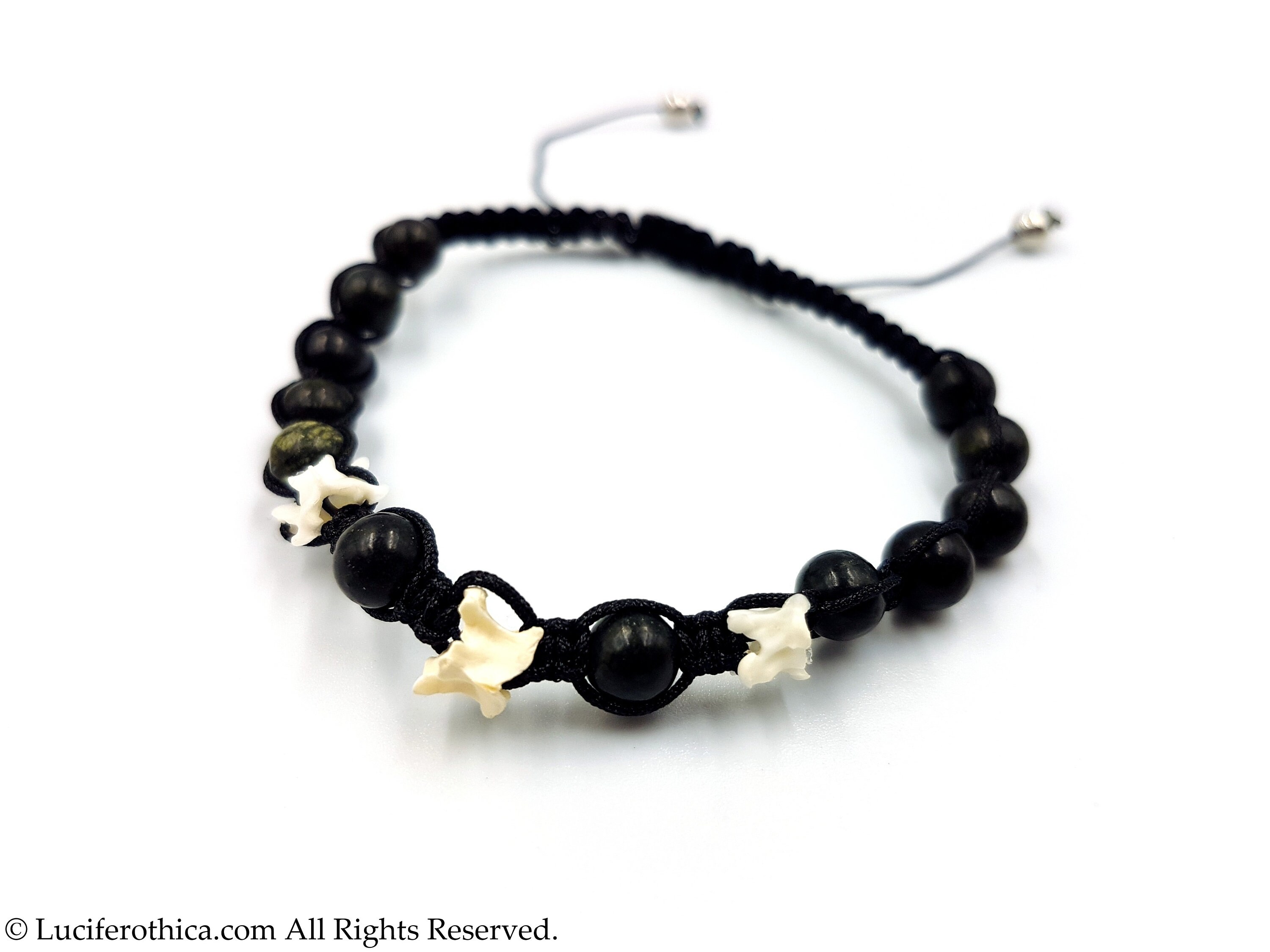 Snake Vertebrae Bone Bracelet with Serpentine Gemstones