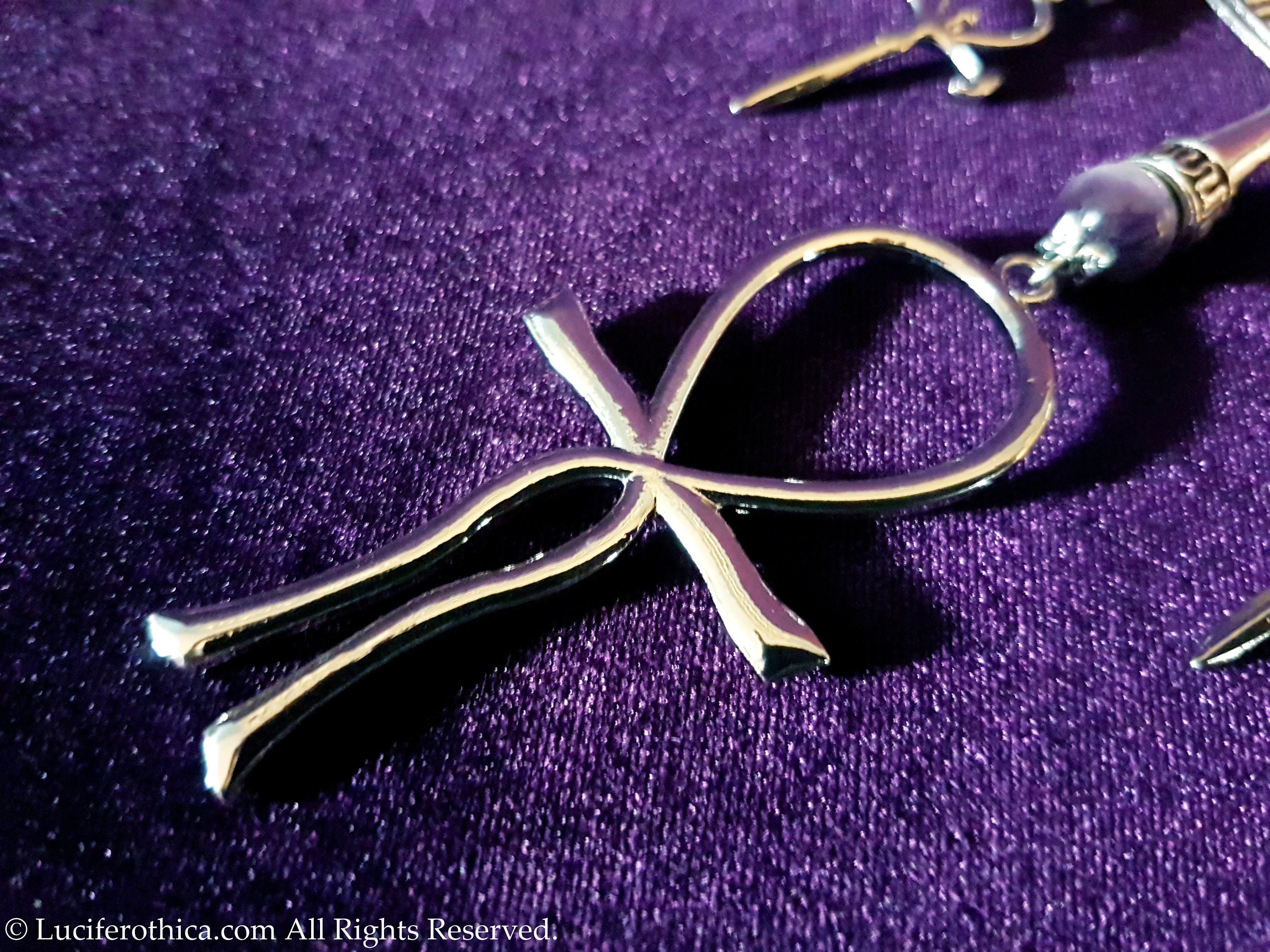 Lemurian Ankh Amethyst Neckpiece