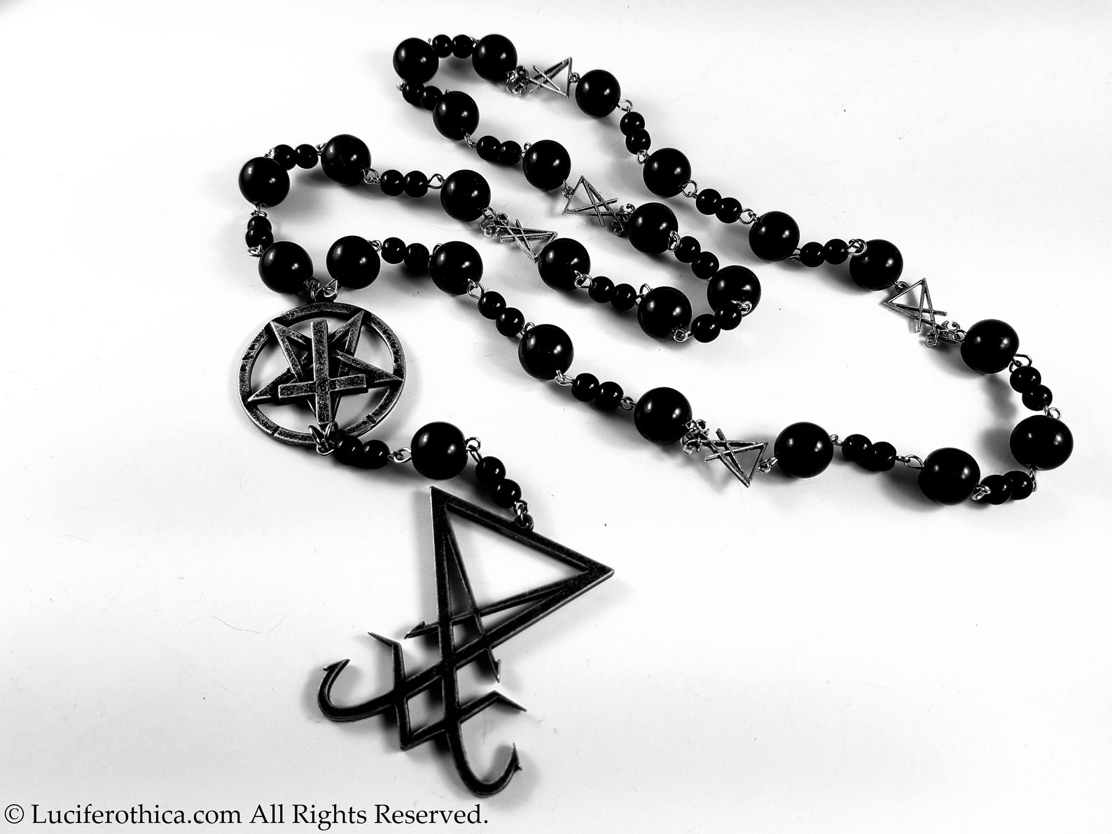 Sigil of Lucifer Rosary (new Design) - Luciferian Rosary Occult Goth ...