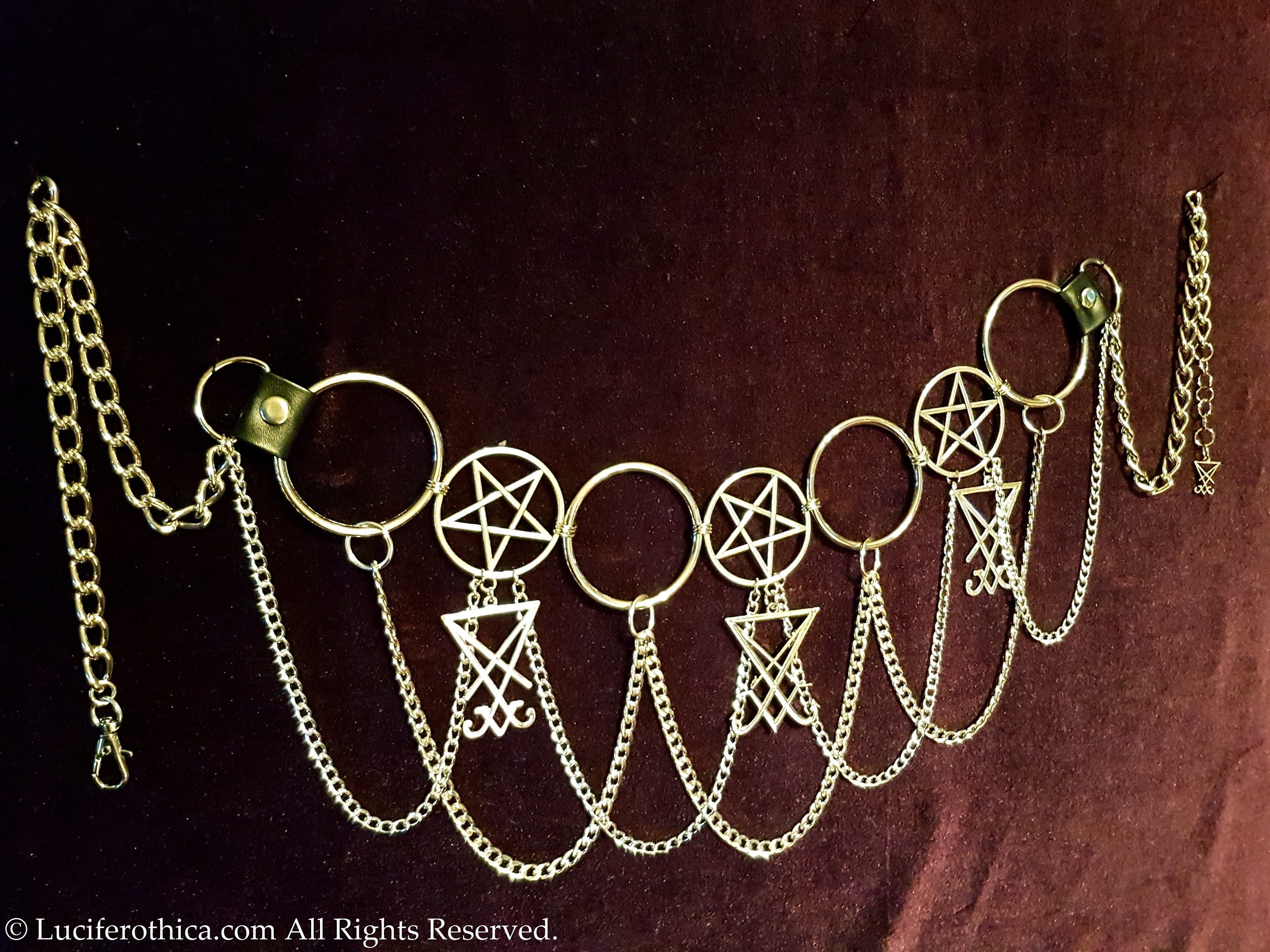 Sigil of Lucifer Pentacle Hip Chain Belt