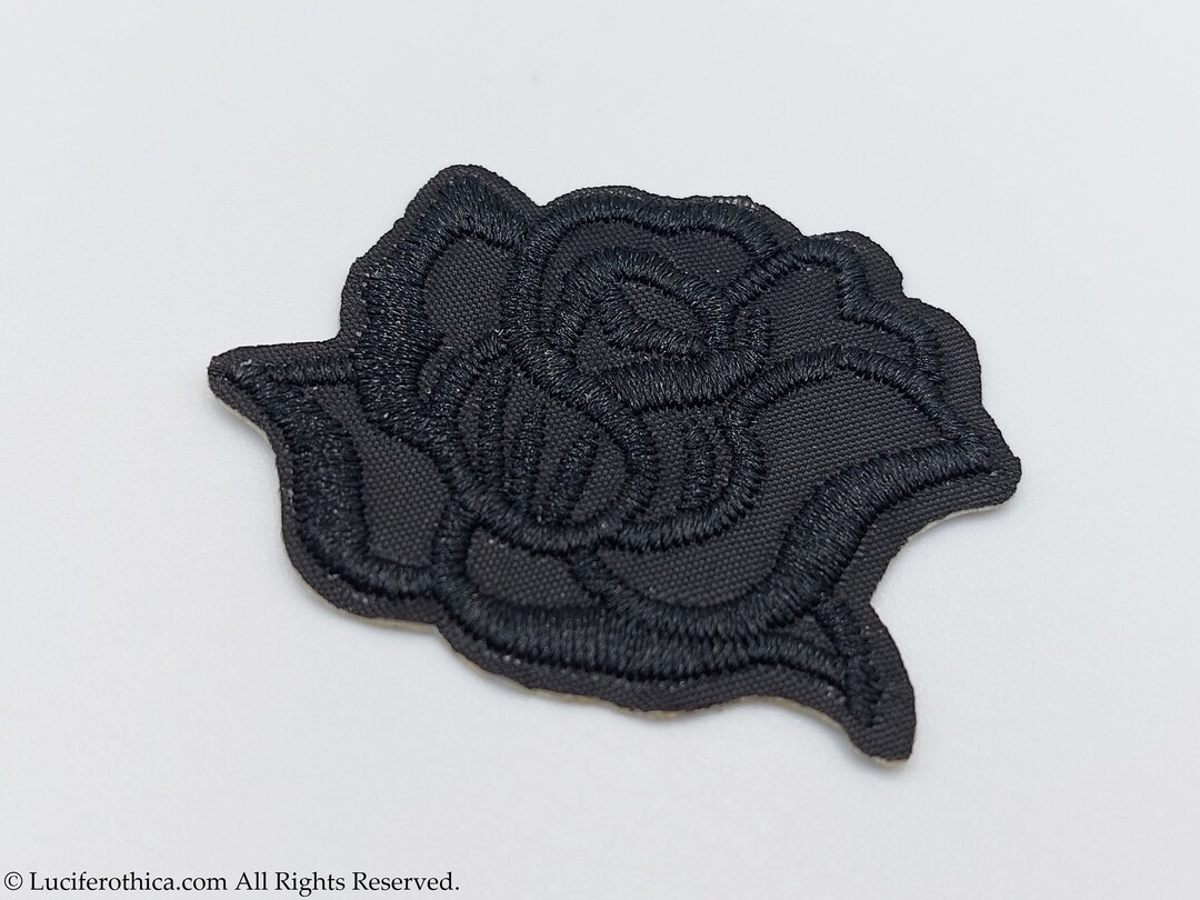 Black Rose Patch (iron On) Gothic Flower Roses Patch Gift Present Witch ...