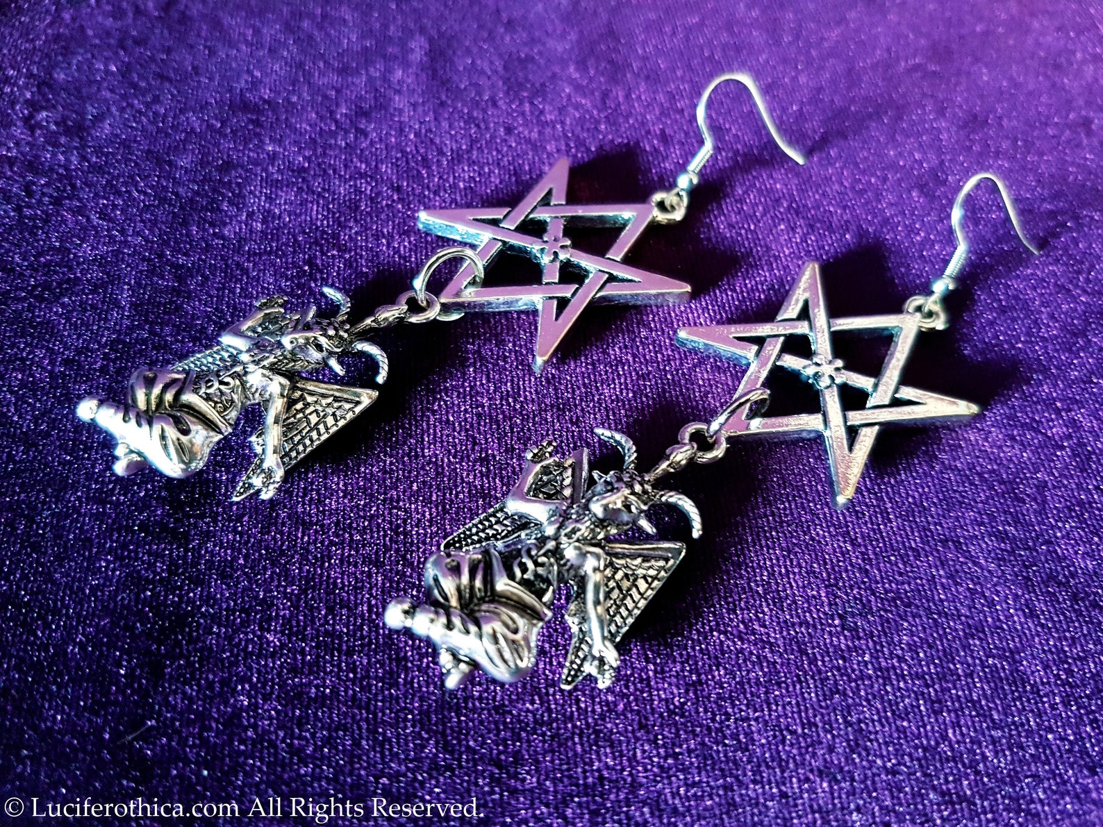 Baphomet Thelema Earrings Occult Left Hand Path Seal of Baphomet ...