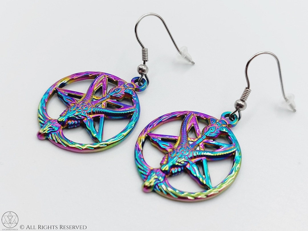 Baphomet Earrings (multi-colour) - Occult Left Hand Path Seal of Sigil ...