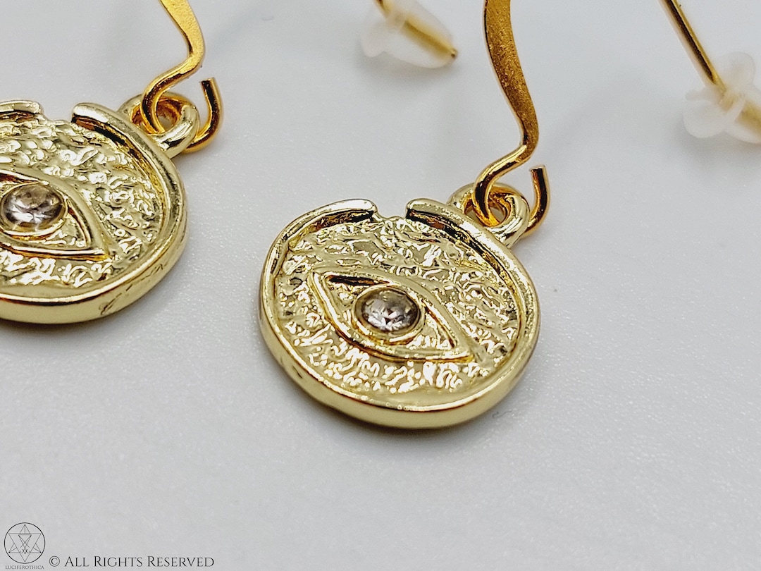 Eye Amulet Earrings (18K Gold Plated) - Mini All Seeing Eye of ...