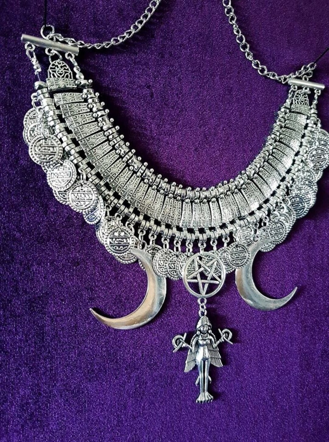 Ereshkigal Lilith Coin Neckpiece Empowerment Lilith Ritual Crescent ...