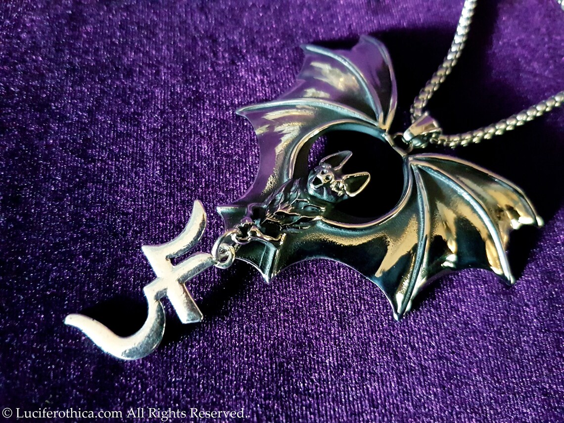 Sigil of Lucifer Vampire Bat Necklace stainless Steel - Etsy