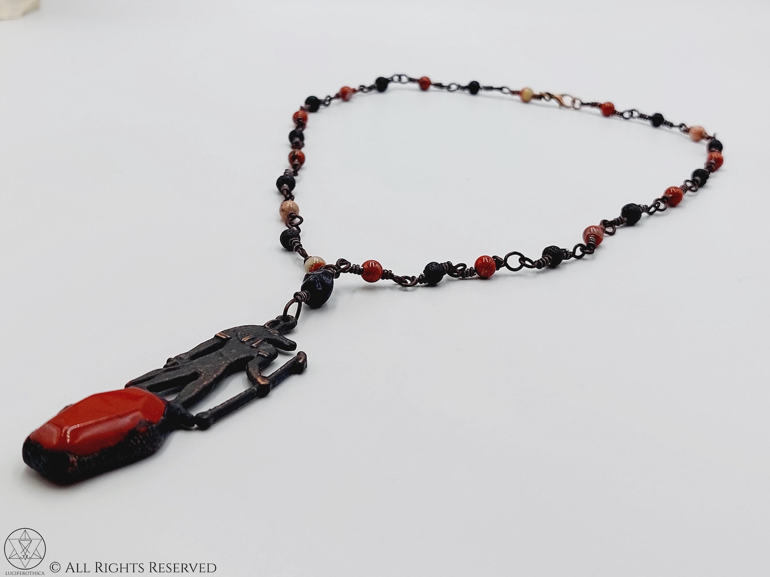 Anubis Red Jasper Necklace (electroformed Copper) - Lavastone Occult ...