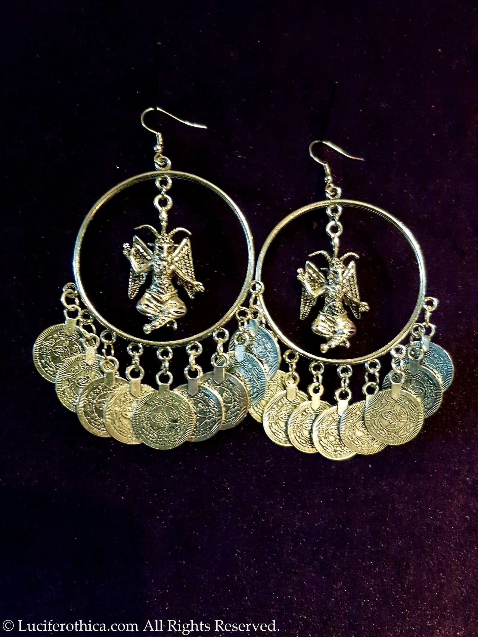 Baphomet Coin Earrings - Occult Left Hand Path Seal of Baphomet ...