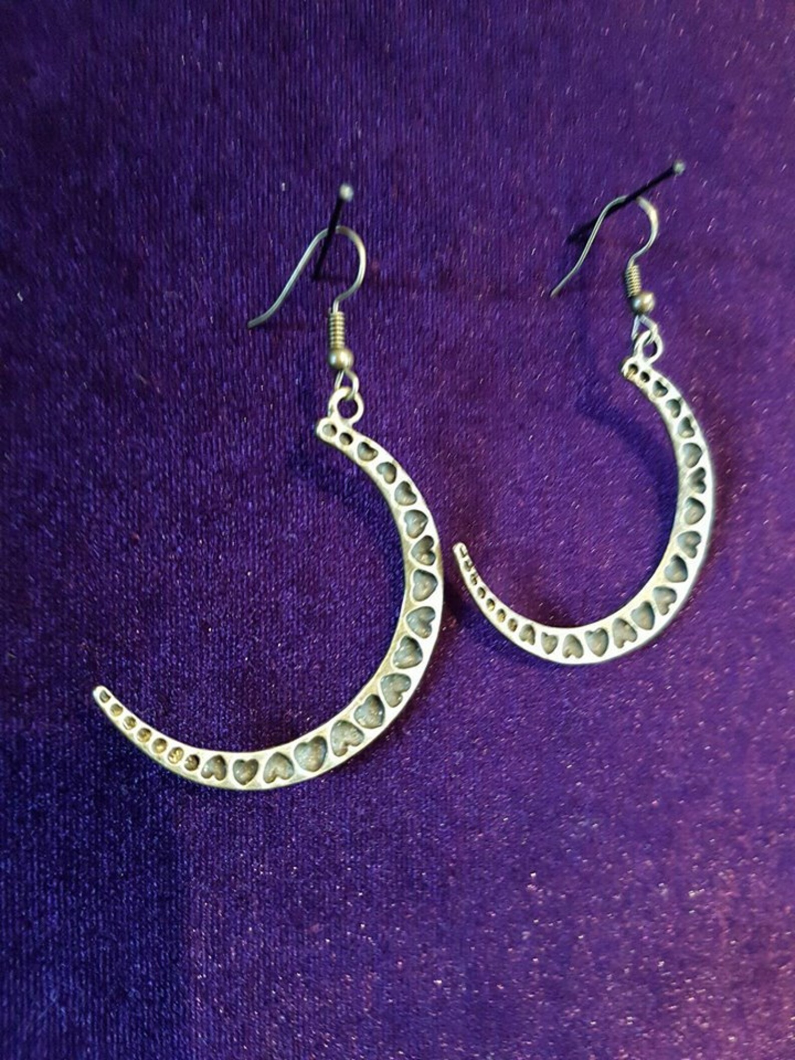 Heart Moon Sickle Earrings Bronze Druid Sickle Occult - Etsy